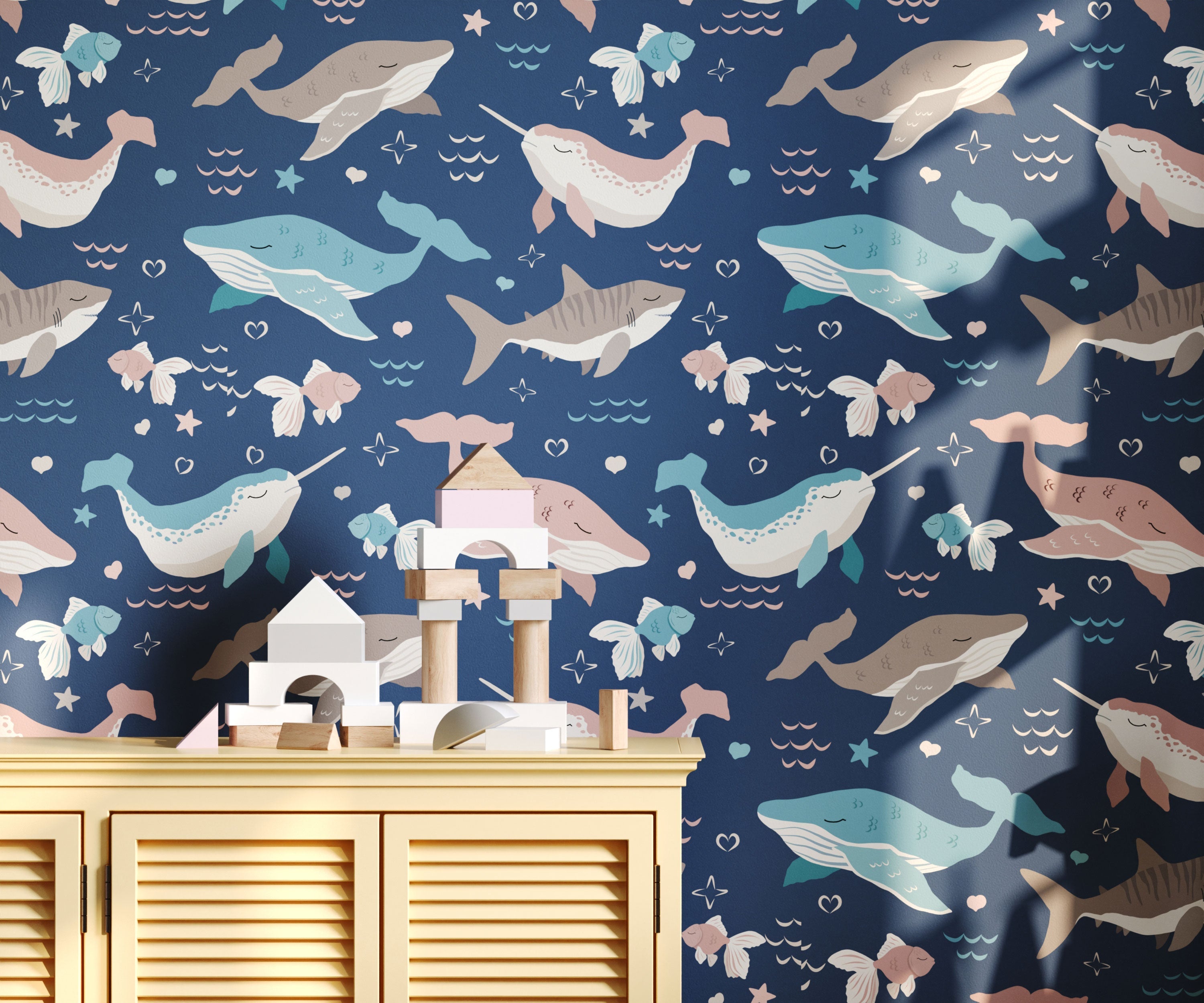 Moby Wallpaper | Under-the-Sea Children's Design | Bobbi Beck – Proleno